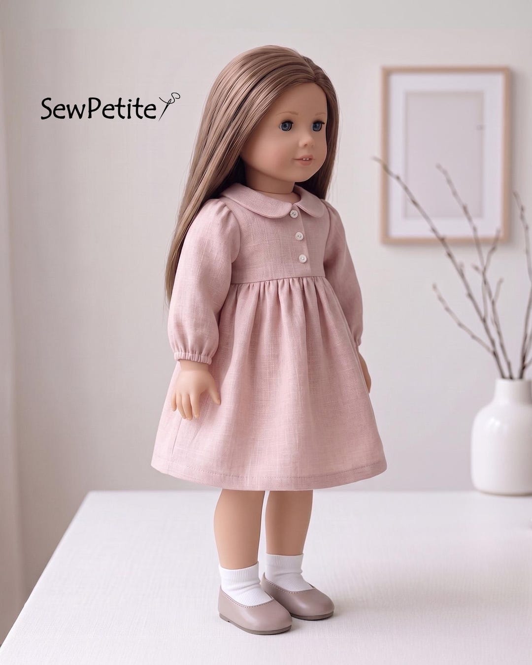 18 Inch Doll Dress PDF Sewing Pattern | Serena Long Sleeve Gathered ...