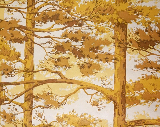 8' Piece of 70s Wallpaper Forest of Trees / Vintage Wallcovering Paper ...