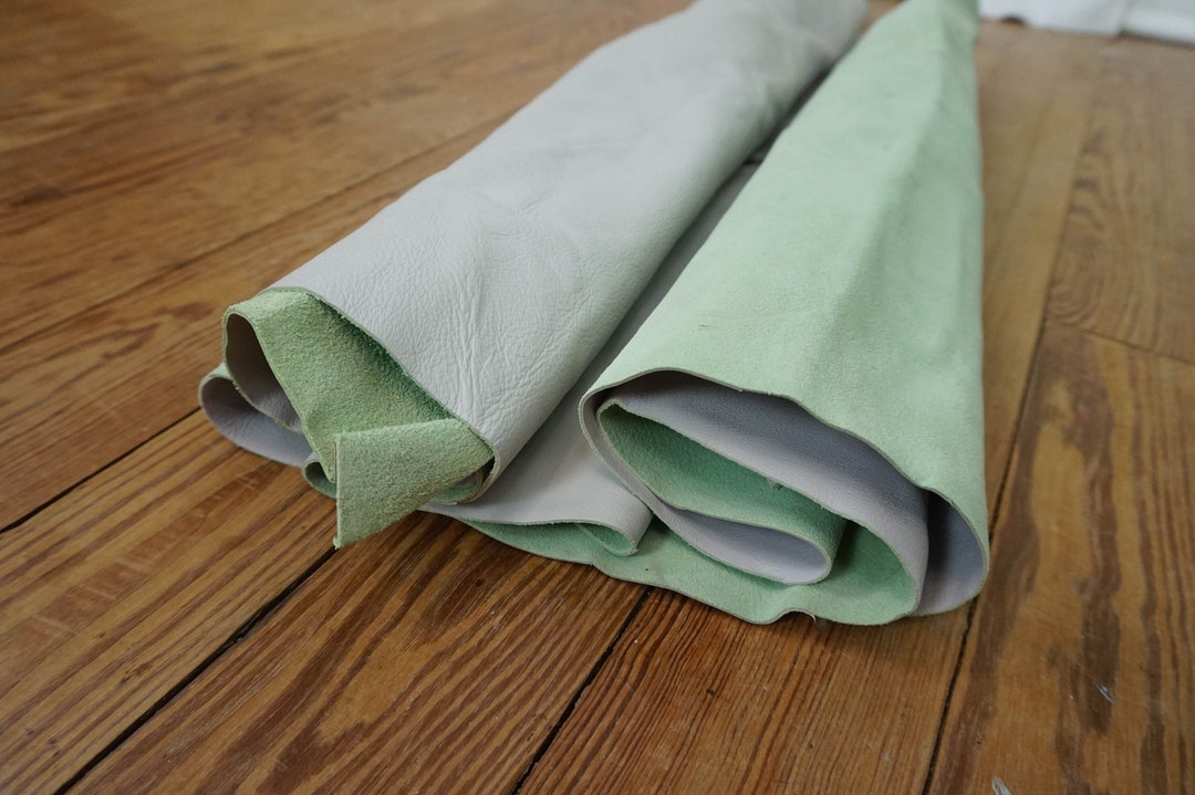 Spinneybeck Leather Various Large Pieces Pale Green Suede for Craft ...