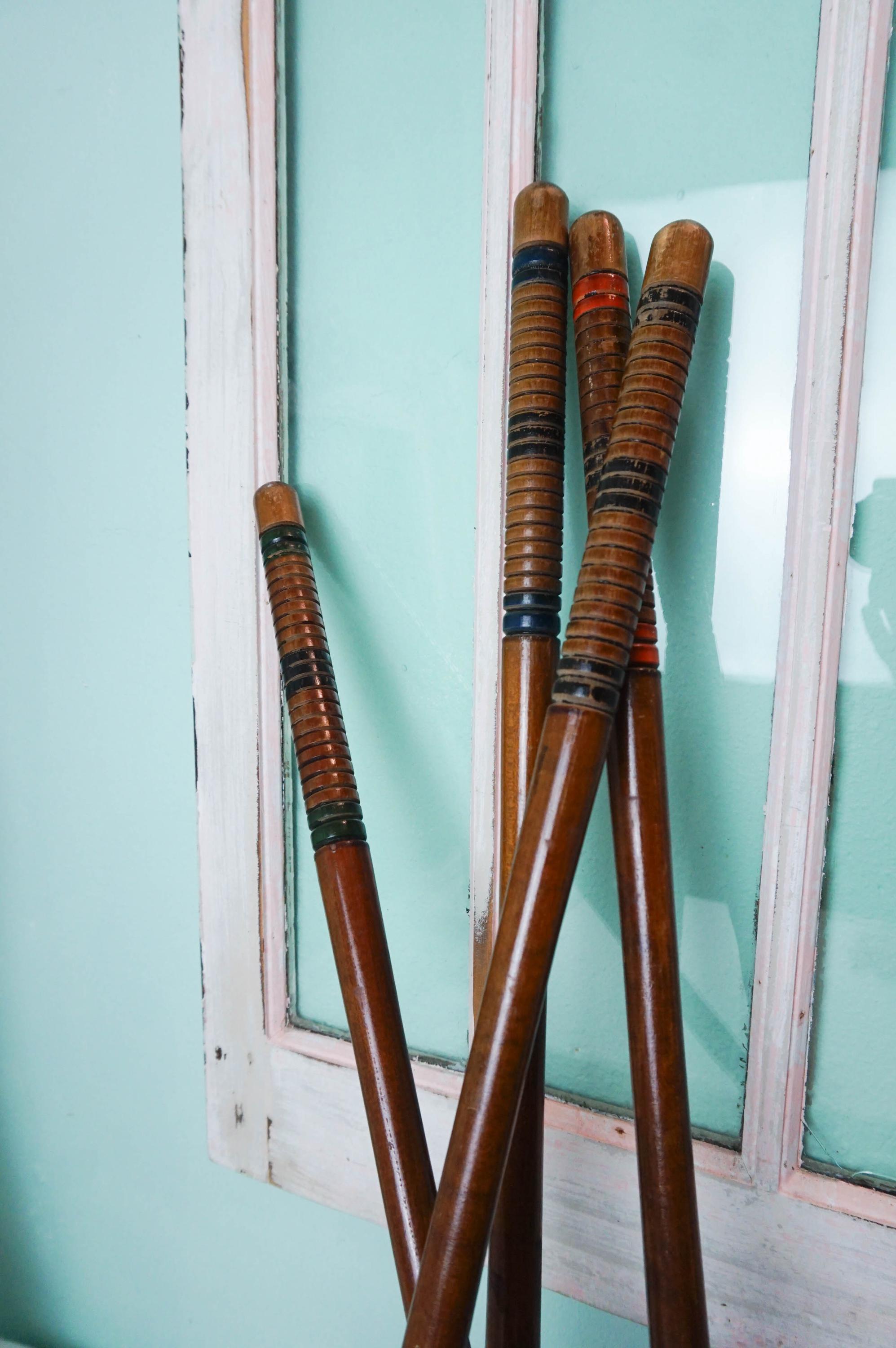 Set of THREE Antique Croquet Balls / Vintage Turned Wood / Repurpose ...