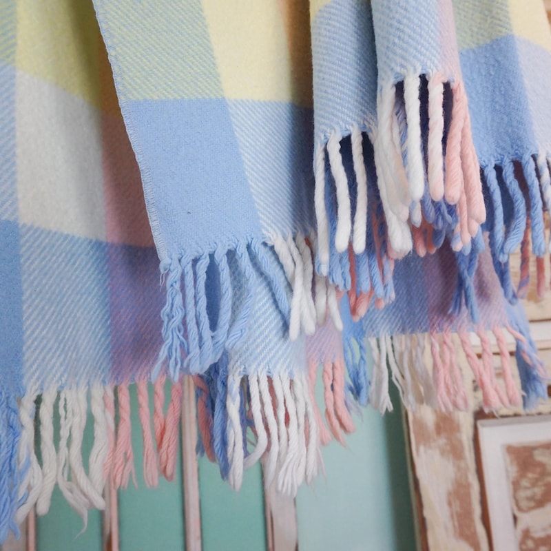 Pink and Blue Plaid Wool - Etsy