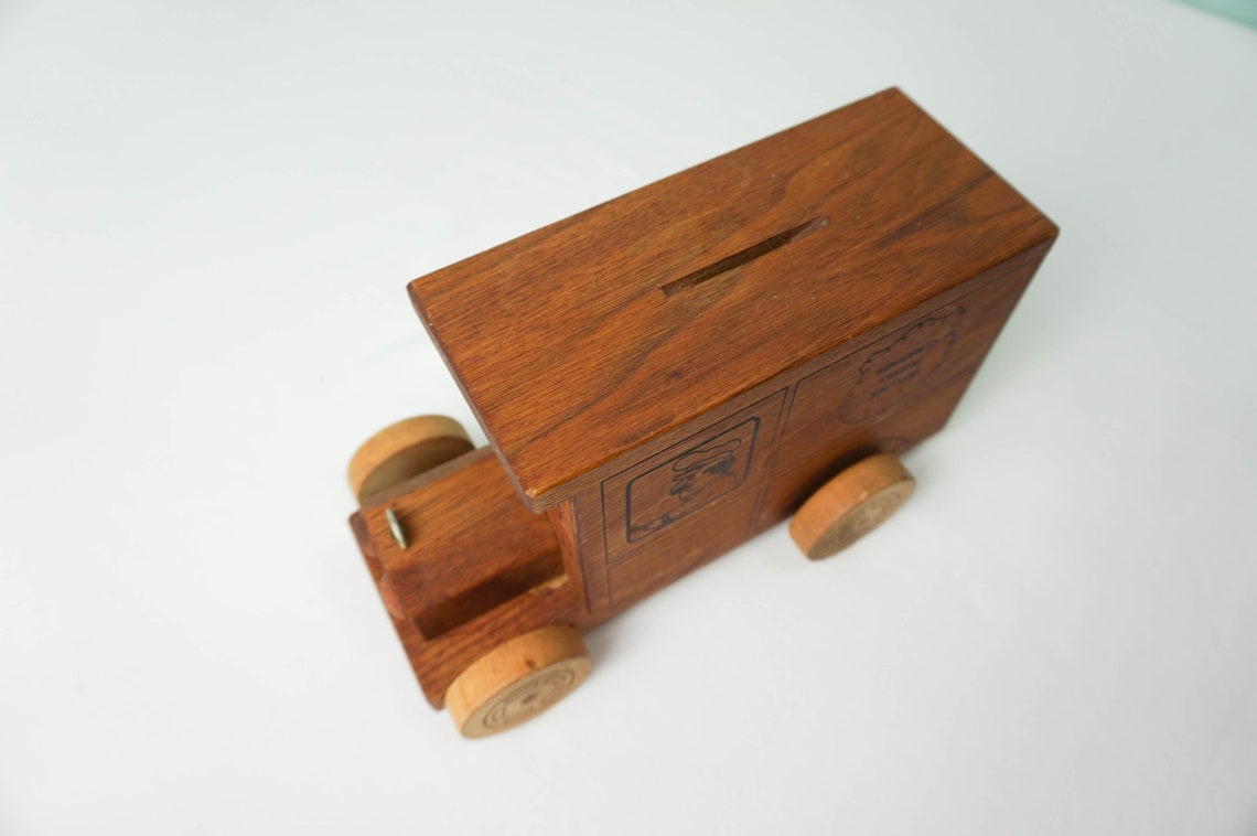 Armored Truck Wooden Toy Coin Bank / Vintage Rustic Children / | Etsy