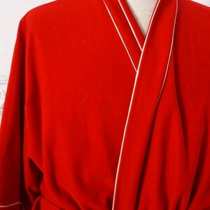 Bright Red Velour Robe With White Trim / Vintage Dressing Gown - Etsy