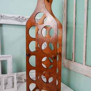 Wine Bottle Shaped Wine Rack / 70s Dark Wood Pub Decor / Bar Man Cave ...