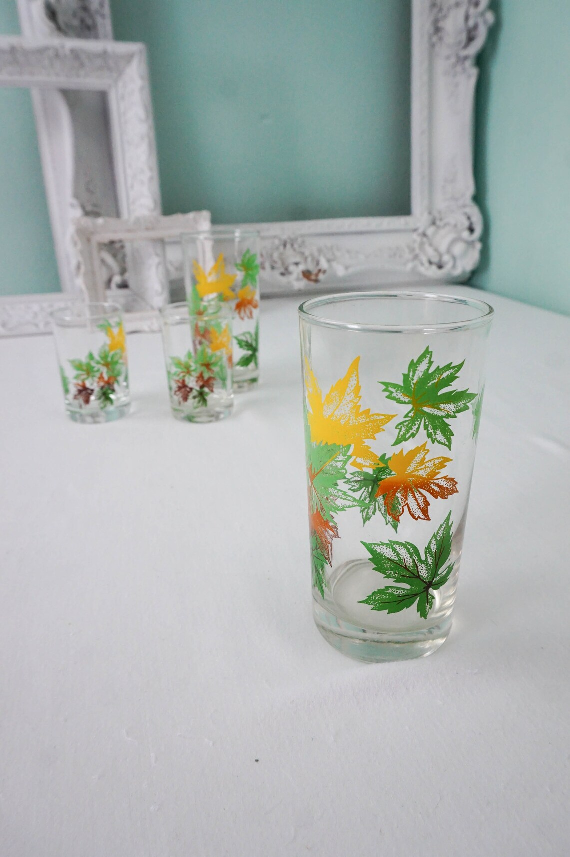 Autumn Trees Tumbler or Rocks Glasses / Vintage Table Barware - Etsy