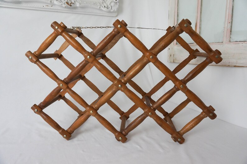 Expanding Wood Wine Rack / Boho Kitchen Linen Storage - Etsy