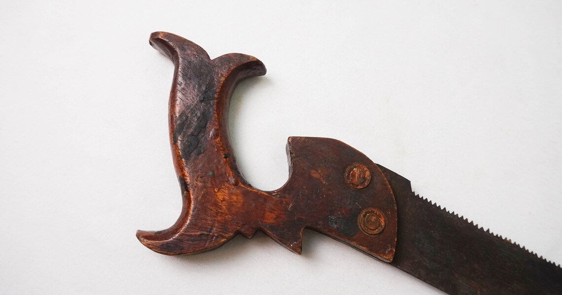 Unique Open Handled Straight Back Hand Saw / Vintage Rustic Antique ...