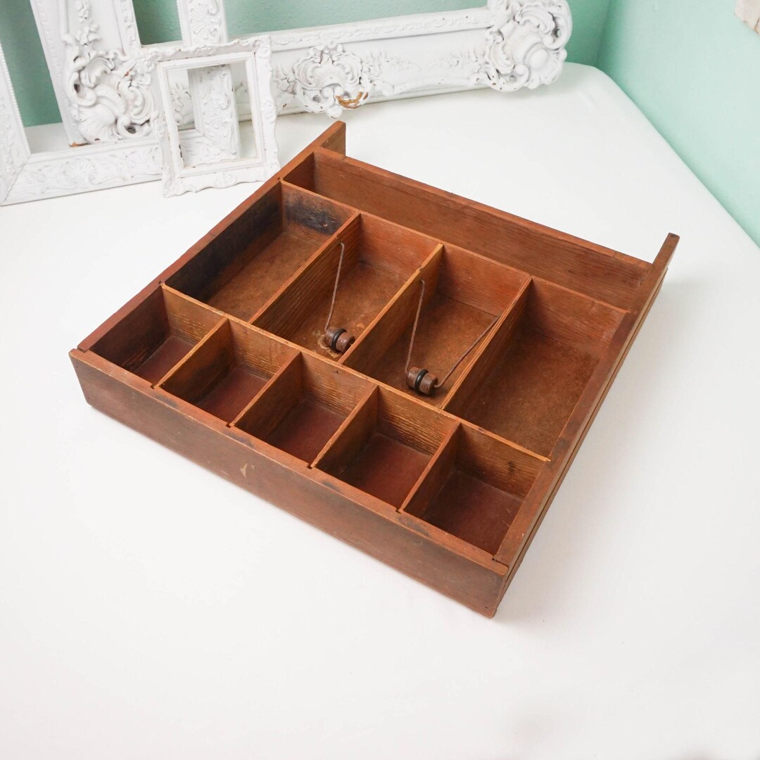 Old Wooden Banker's Cash Drawer / Vintage Rustic Kitchen Tray or Craft ...