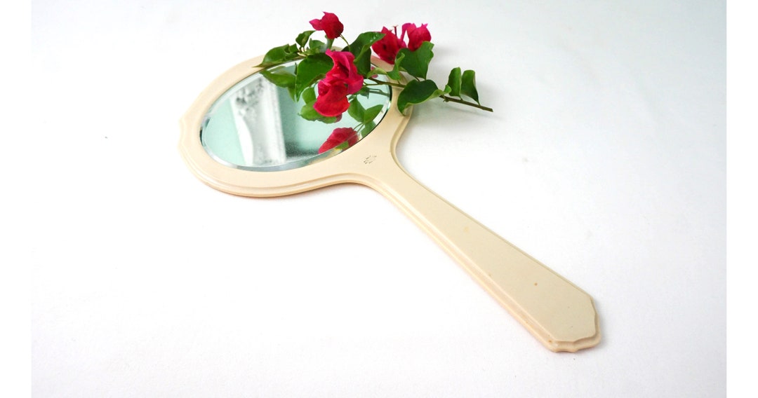 Large Art Deco Hand Mirror / Ivory Pyralin Dubarry Antique Vintage ...