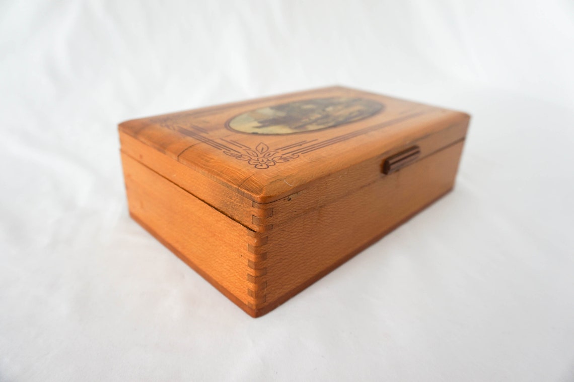 Antique Wooden Box with Hinged Lid / Possibly Humidor / | Etsy