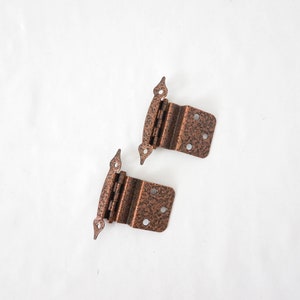 Pair of TWO Rose Gold Hammered Cabinet Hinges / Vintage Kitchen ...