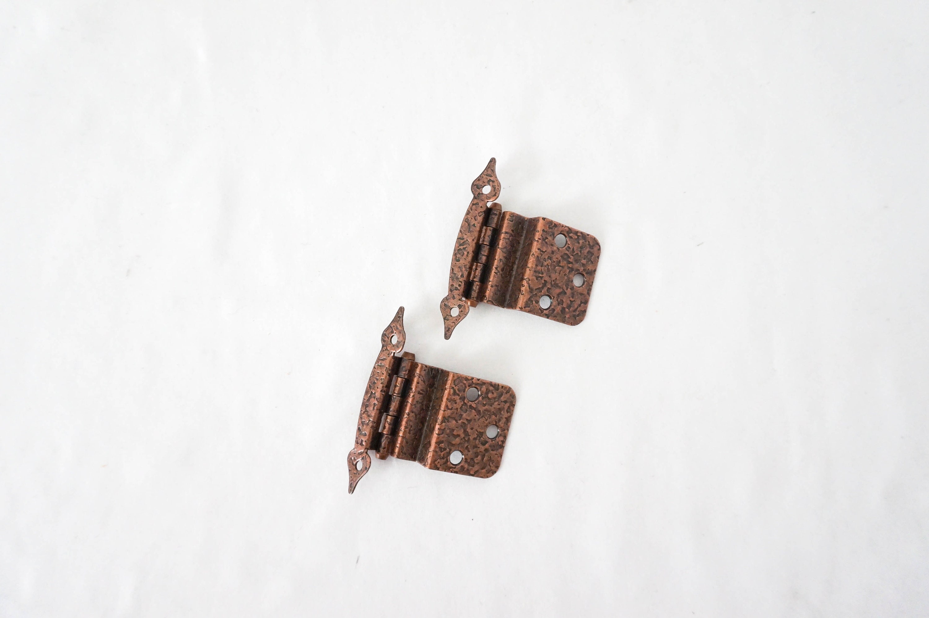 Pair of TWO Rose Gold Hammered Cabinet Hinges / Vintage Kitchen ...