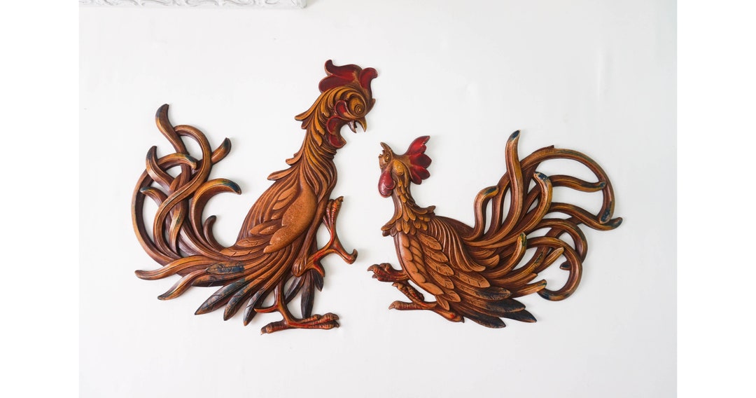 Fancy Rooster Pair Syroco Mid Century Wall Art / Vintage Farmhouse ...