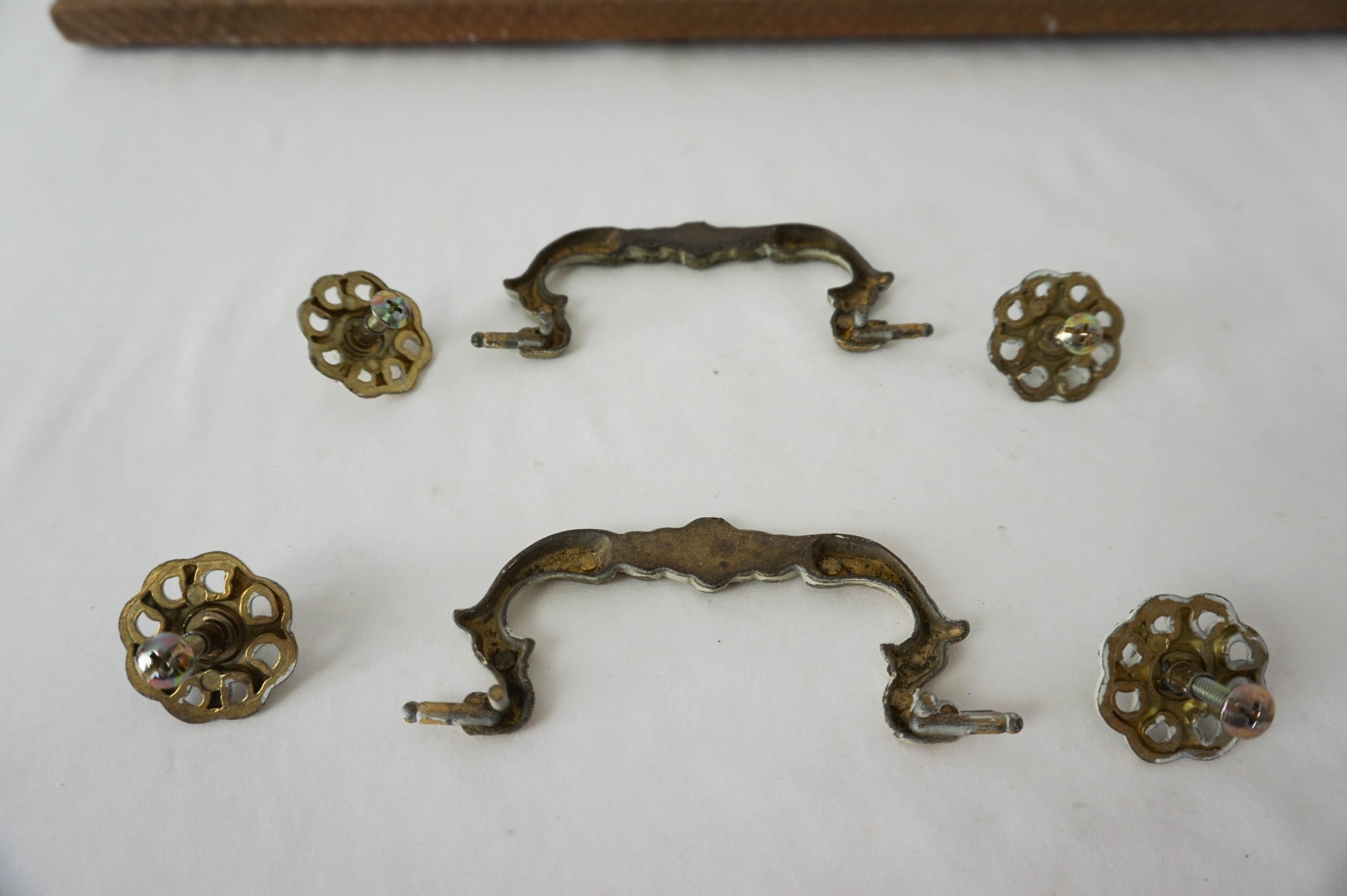 Pair of TWO Pretty Brass Swing Type Drawer Pull With Rubbed - Etsy