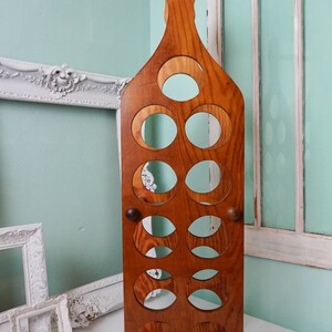 Wine Bottle Shaped Wine Rack / 70s Dark Wood Pub Decor / Bar Man Cave ...
