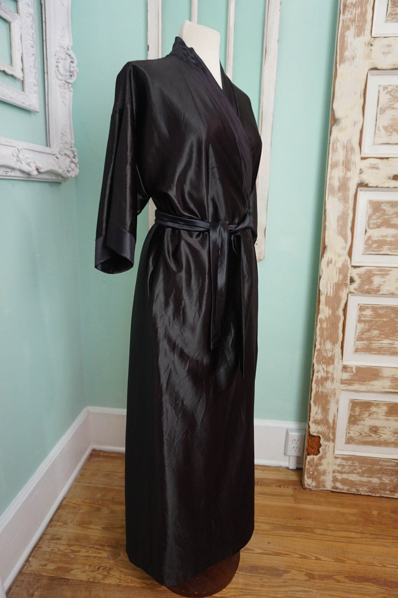 Silky Black Women's Bath Robe / Vintage Glam Satin - Etsy