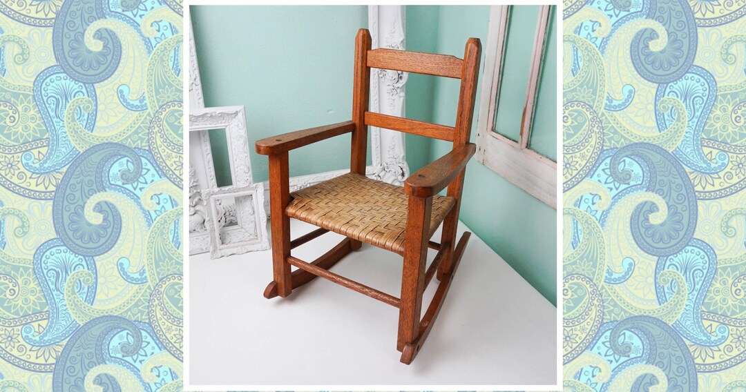 Childs Small Wooden Rocking Chair / Rustic Cottage Decor / Vintage ...