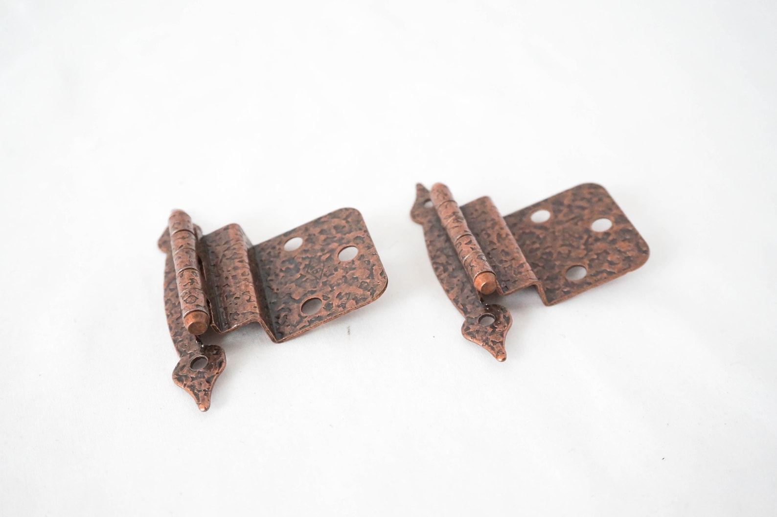 Pair of TWO Rose Gold Hammered Cabinet Hinges / Vintage Kitchen ...