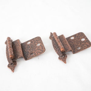 Pair of TWO Rose Gold Hammered Cabinet Hinges / Vintage Kitchen ...