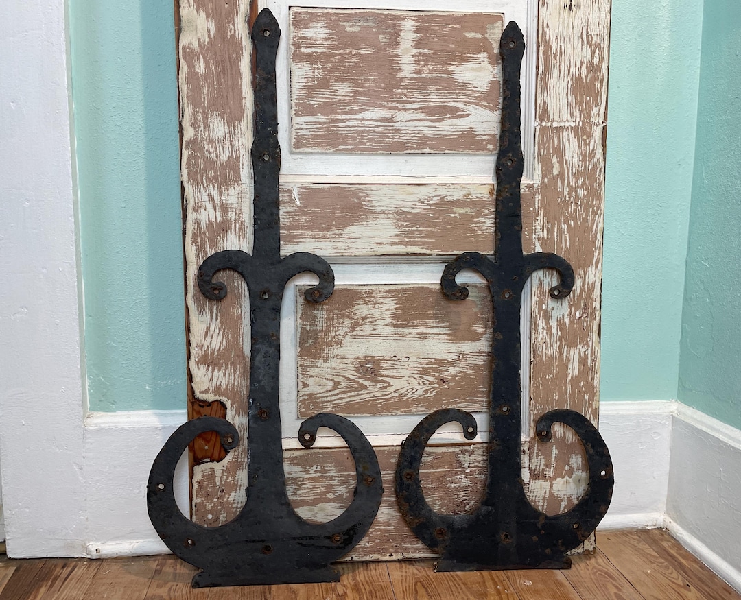 Set of FOUR Massive Wrought Iron Hand Forged Ornate Door Straps ...