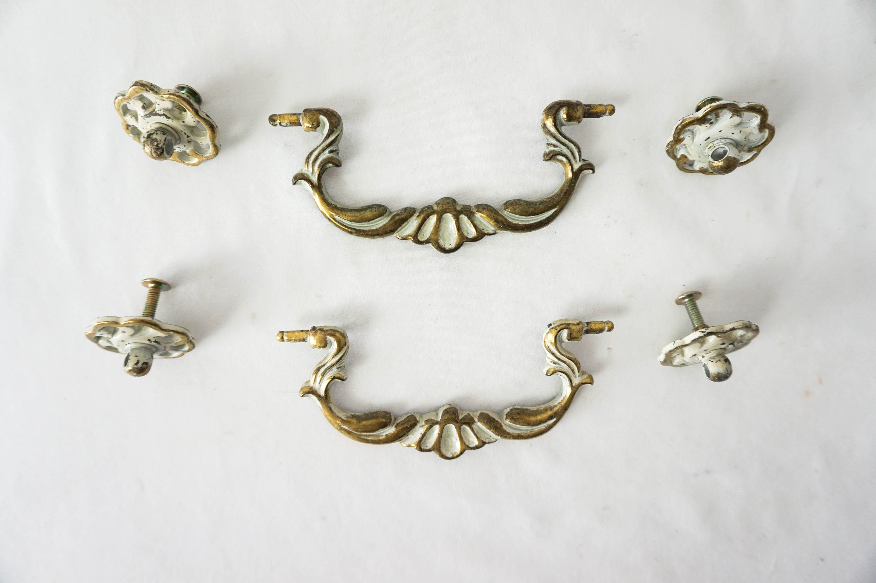 Pair of TWO Pretty Brass Swing Type Drawer Pull With Rubbed - Etsy