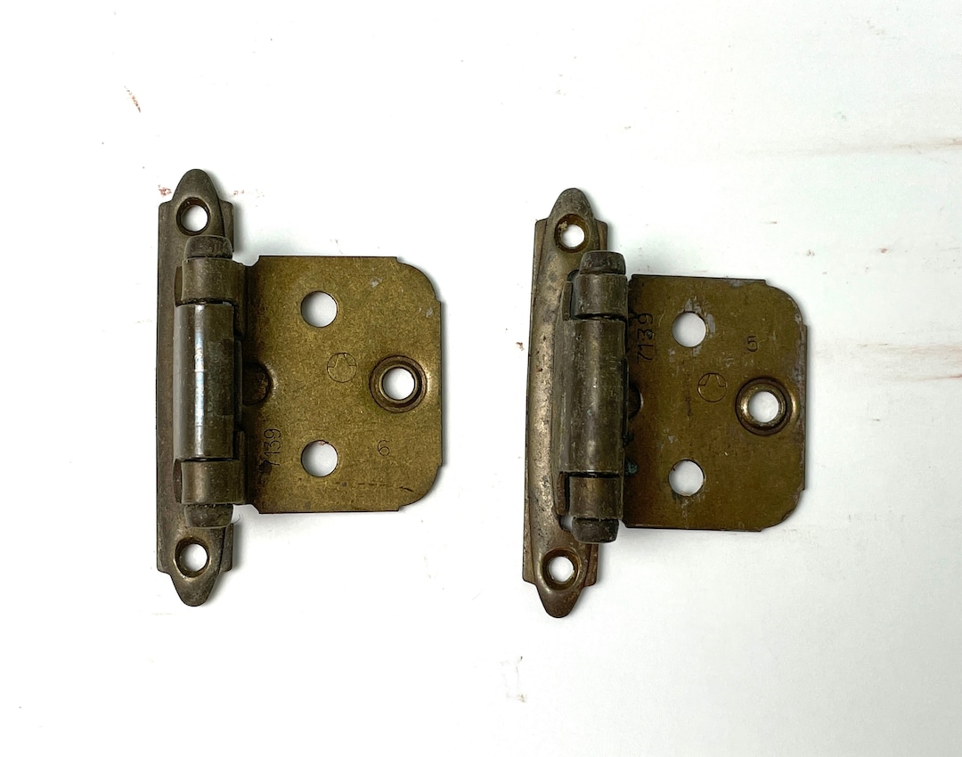 Set of Two or Four Dull Brass or Shiny Chrome MCM Cabinet Hinges NOS or ...