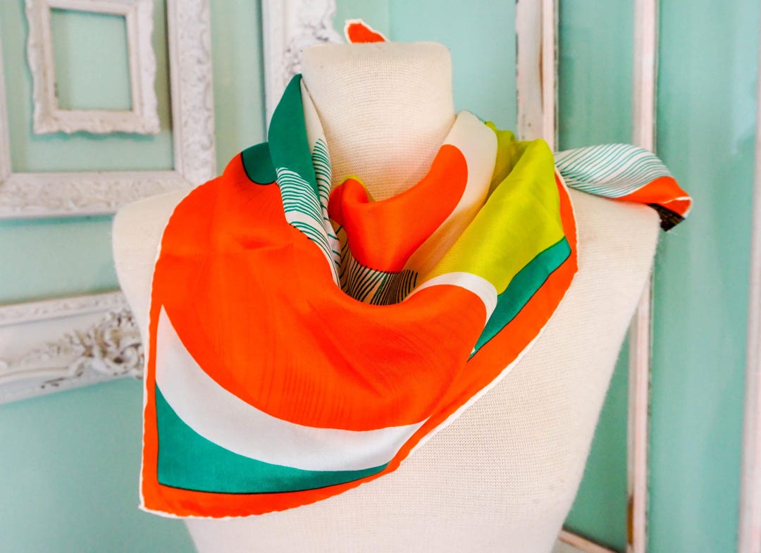 Ultra-mod Silk Scarf / 1970s Modern Women's Fashion / Retro Bold ...