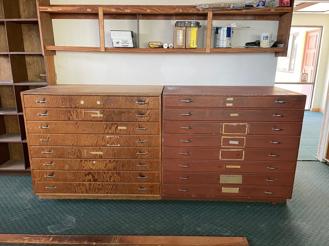 Choose ONE Solid Wood Flat File Storage Cabinet / Large Print Blueprint ...