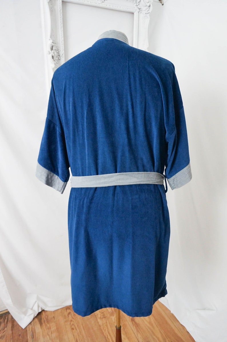 Blue and Gray Light Velour Robe / Vintage Mens Dressing Gown - Etsy