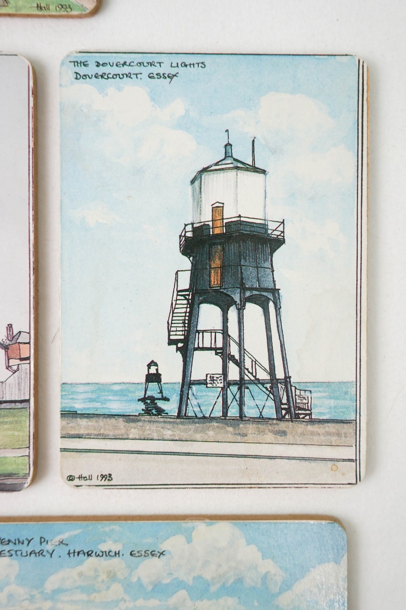 Set of Six Lighthouse Coasters / Vintage Nautical Art / | Etsy