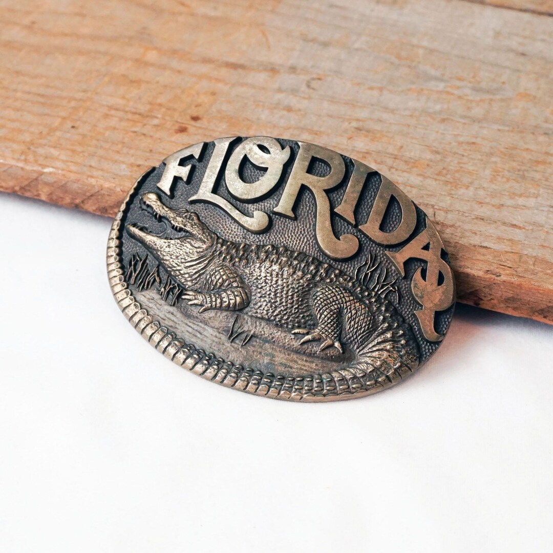 Florida Gator Solid Brass Belt Buckle / Vintage UF Alumni Gift Wildlife ...