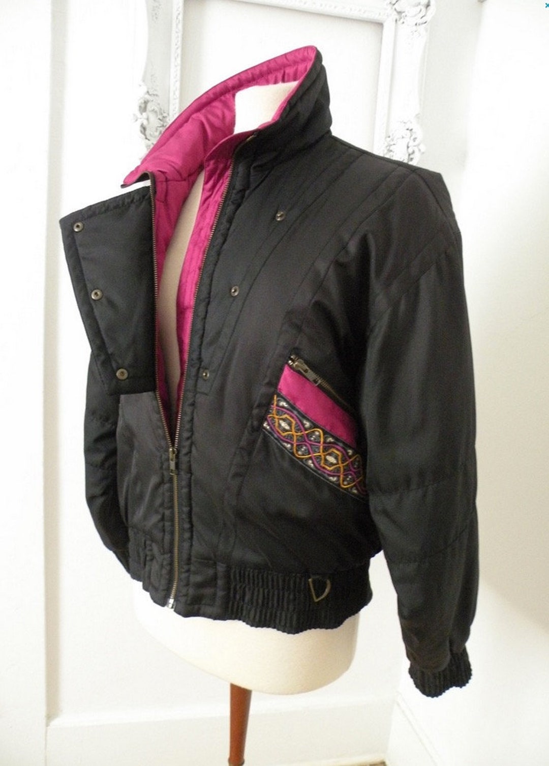 Black and Raspberry Pink Vintage White Stag Ski Jacket Women Sz Medium ...