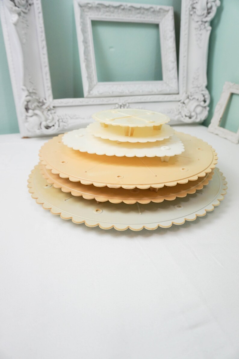 Set of Wilton Cake Tier Display Plates / Vintage Wedding Decor / Shabby ...