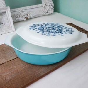 Rare Pyrex Blue Doily Casserole W Lid / 045 2-1/2 Quart Promotional ...