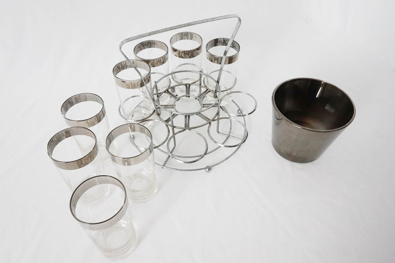 Gorgeous MCM Chrome and Glass Cocktail Serving Set / Vintage - Etsy