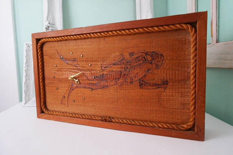 Nautical Scuba Diver Hand Made Wall Clock / Rustic Beach House Wooden ...