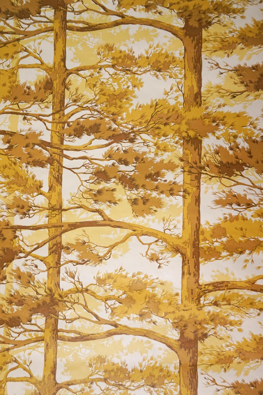 8' Piece of 70s Wallpaper Forest of Trees / Vintage Wallcovering Paper ...