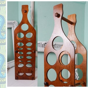 Wine Bottle Shaped Wine Rack / 70s Dark Wood Pub Decor / Bar Man Cave ...