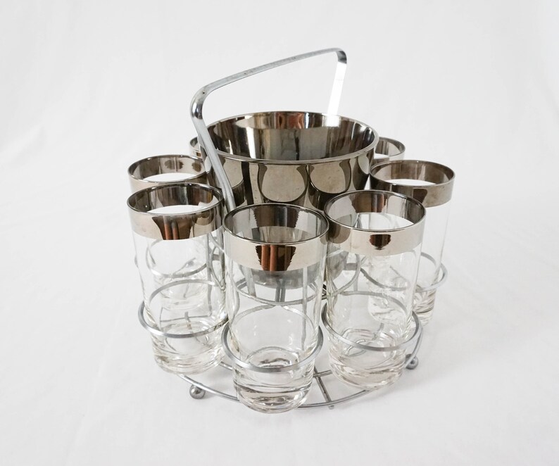 Gorgeous MCM Chrome and Glass Cocktail Serving Set / Vintage - Etsy