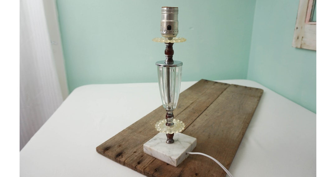 Small Glass Desk or Bedside Lamp / Vintage Retro Lighting - Etsy