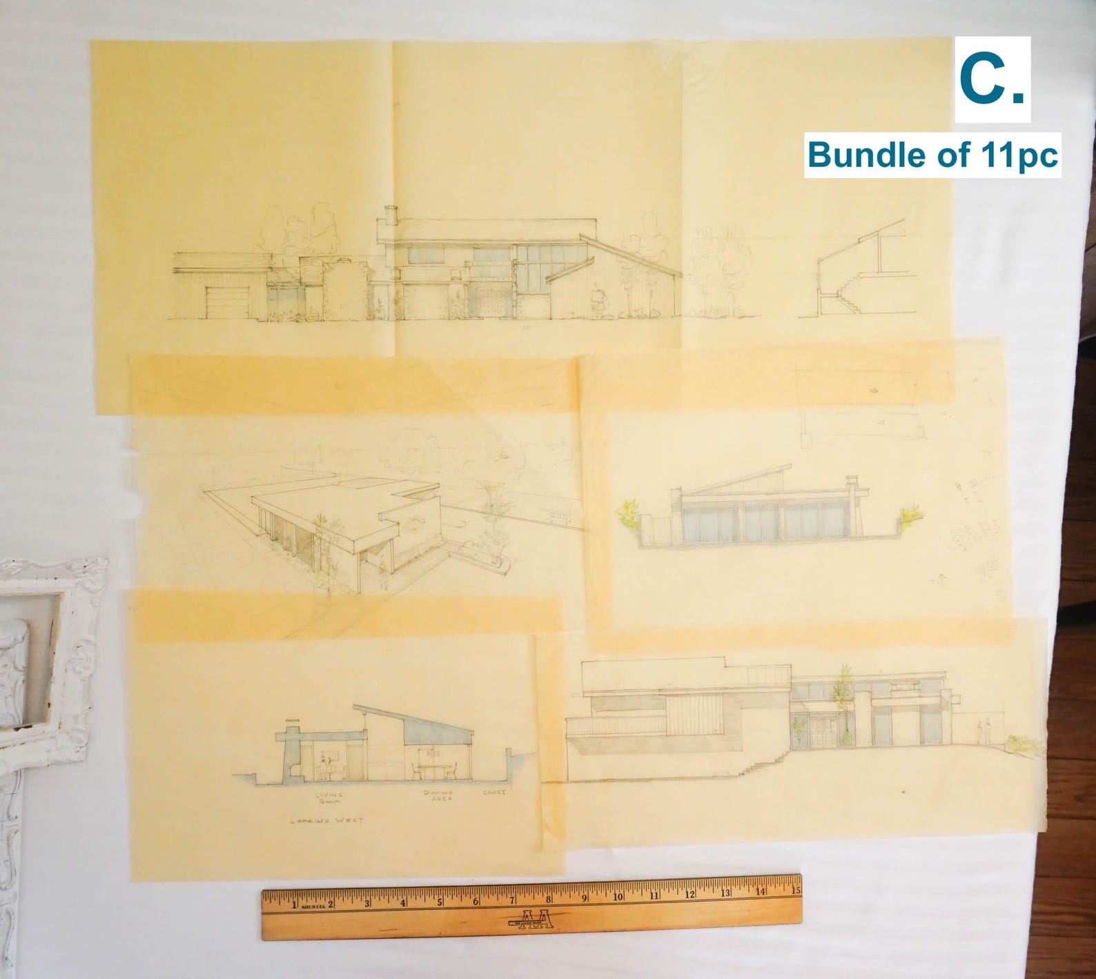 Various House and Building Illustrations / Pencil Drawing on Tracing ...