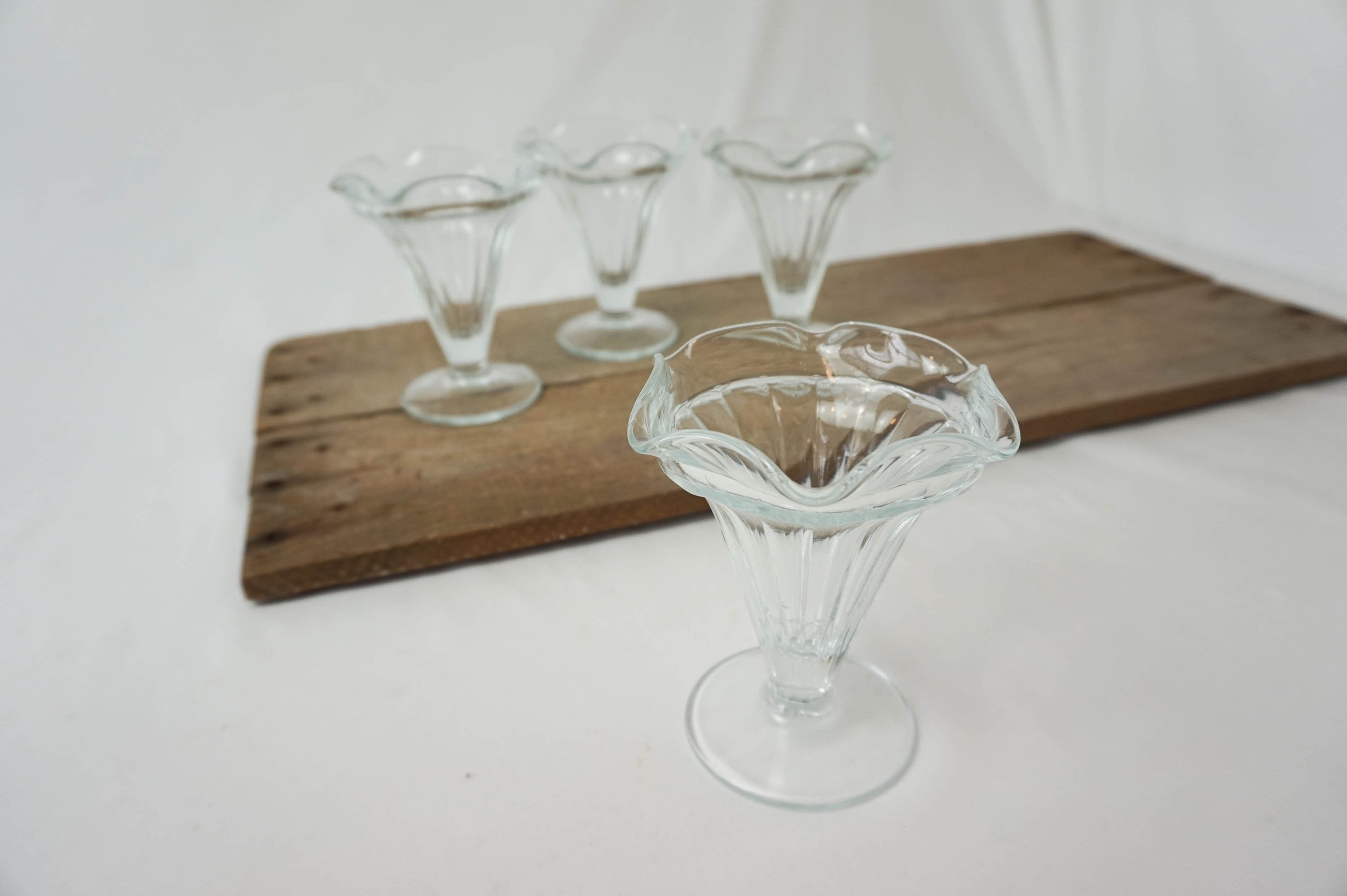 Set of FOUR Ice Cream Sundae Glasses / Ribbed Clear Glass 50s | Etsy