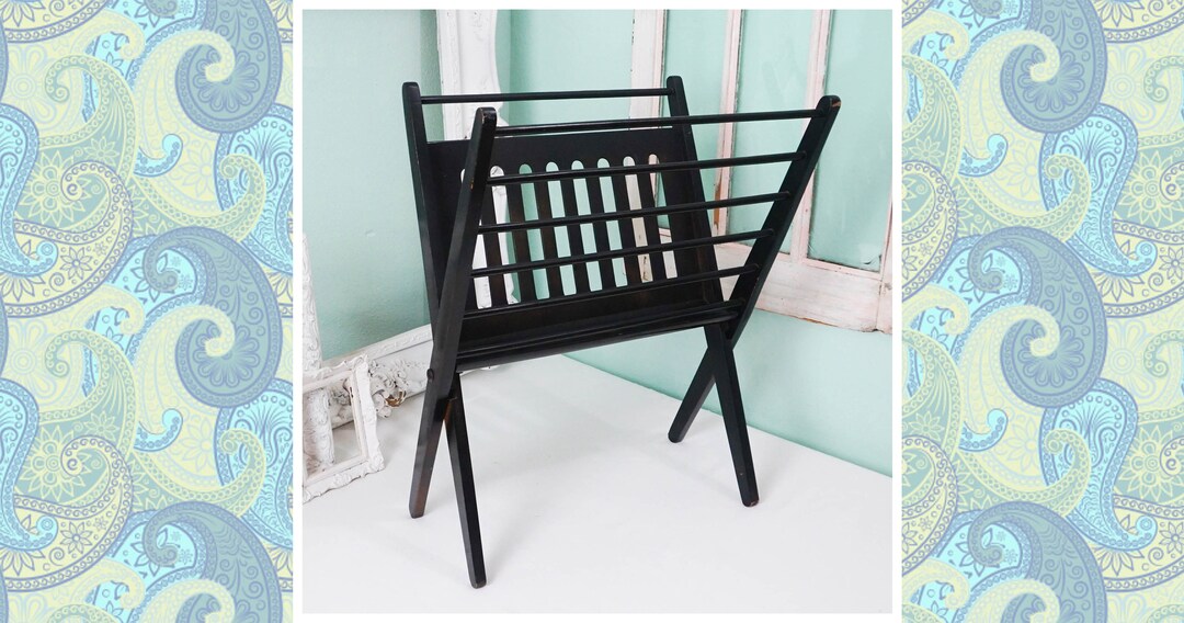 Mid Century Modern Wooden Magazine Rack / Vintage Scandinavian Danish ...