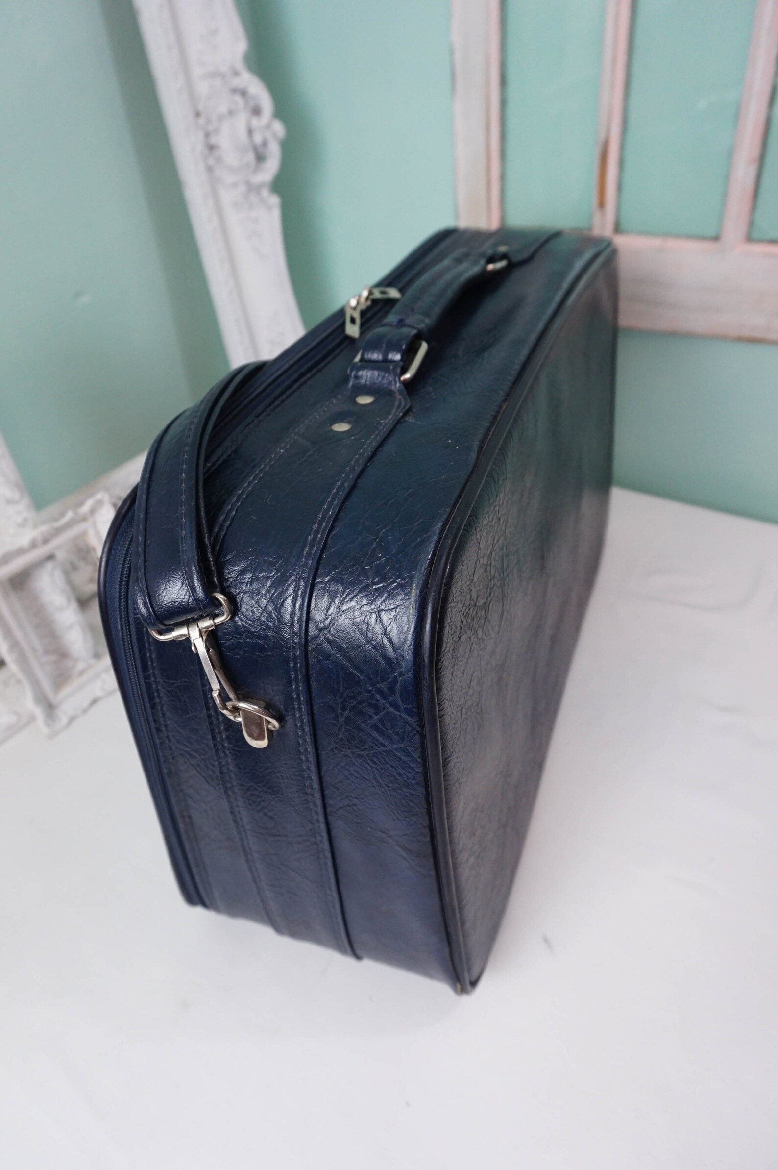 Samsonite Sentry Vinyl Carry on Suit Case / Vintage Blue Soft Side ...