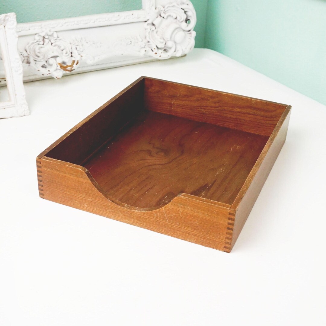 Solid Wood In/out Tray / Vintage Office Storage / Hedges Wooden Desk ...