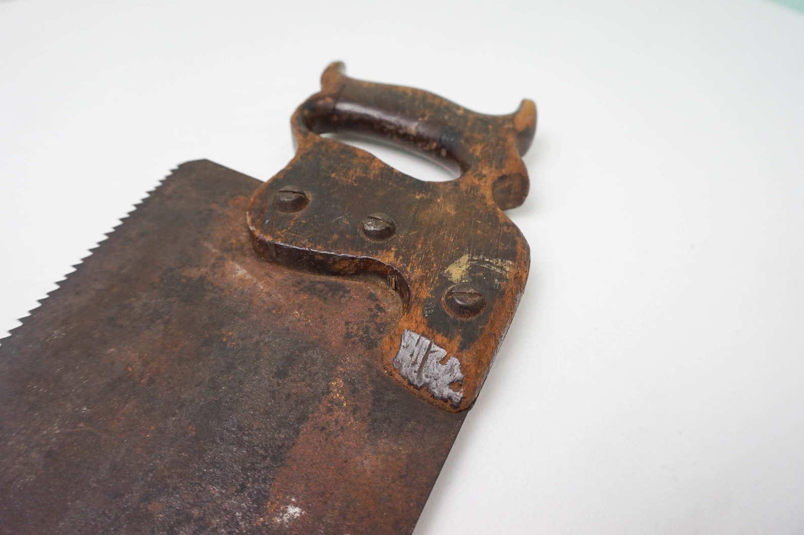 Very Old Hand Saw With Steel Handle Plate / Straight Back 26" Hand Saw ...