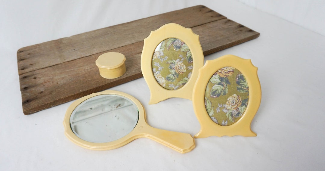 Deco Portrait Frames and Hand Mirror / Vintage Antique Boudoir Set ...