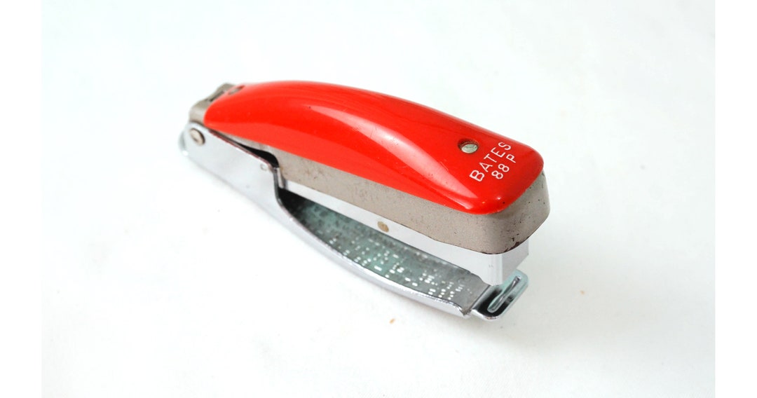 Hand Held Small Stapler Bright Red and Chrome / Vintage Retro Office ...