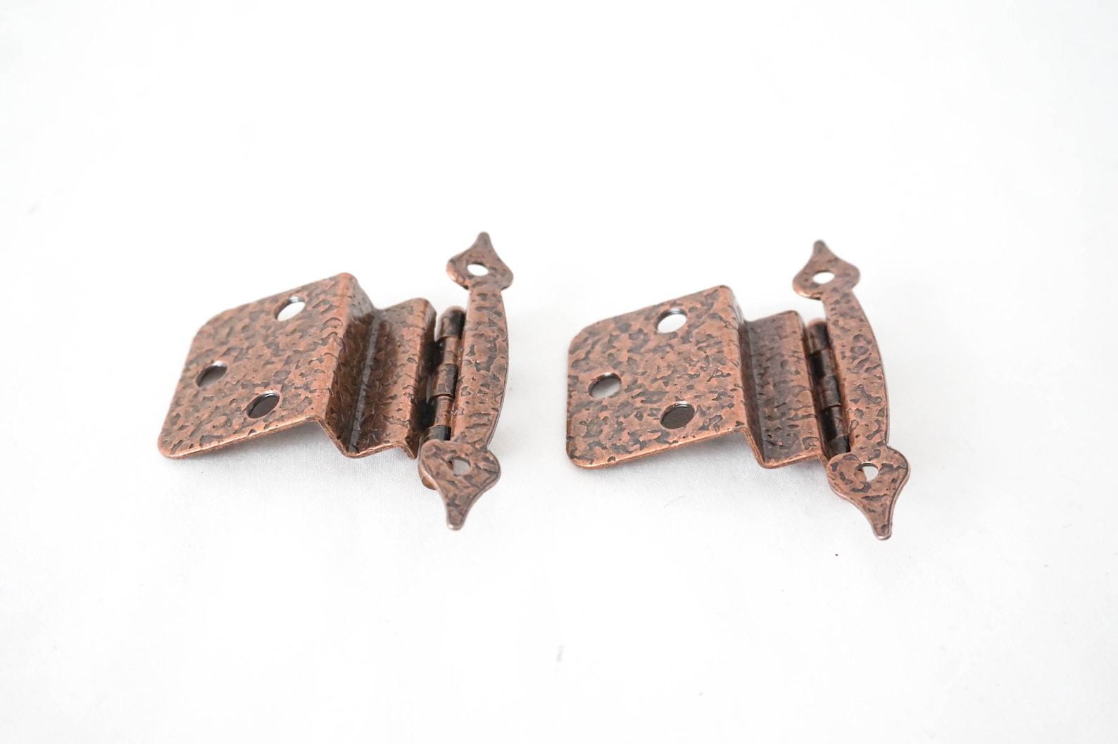 Pair of TWO Rose Gold Hammered Cabinet Hinges / Vintage Kitchen ...