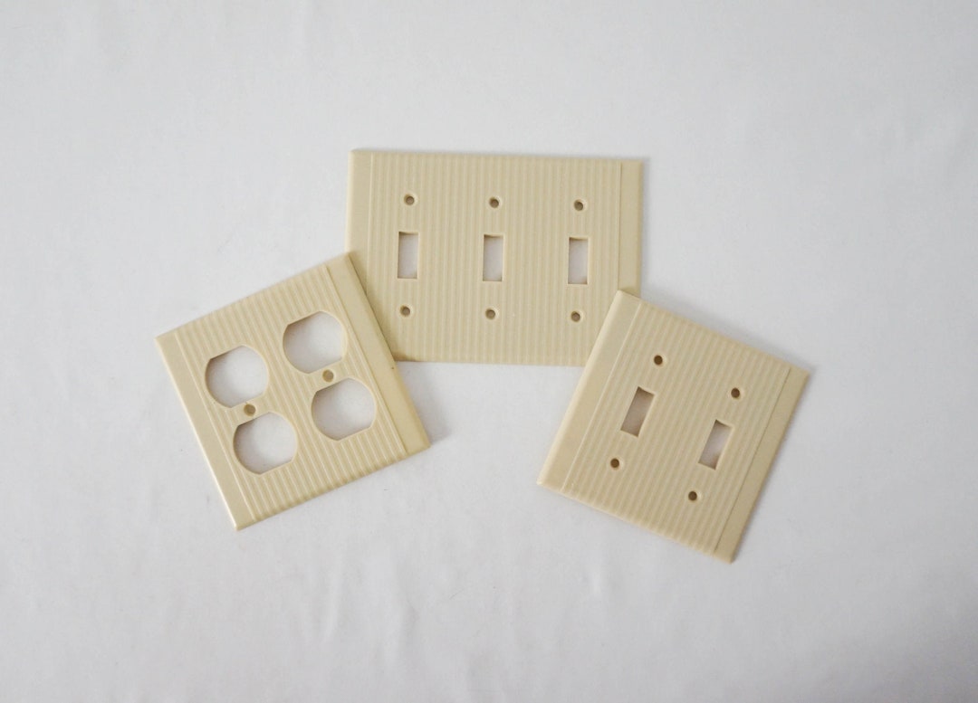 CHOOSE ONE Ivory or Black Phenolic Switch Plate Cover Ribbed Pattern ...